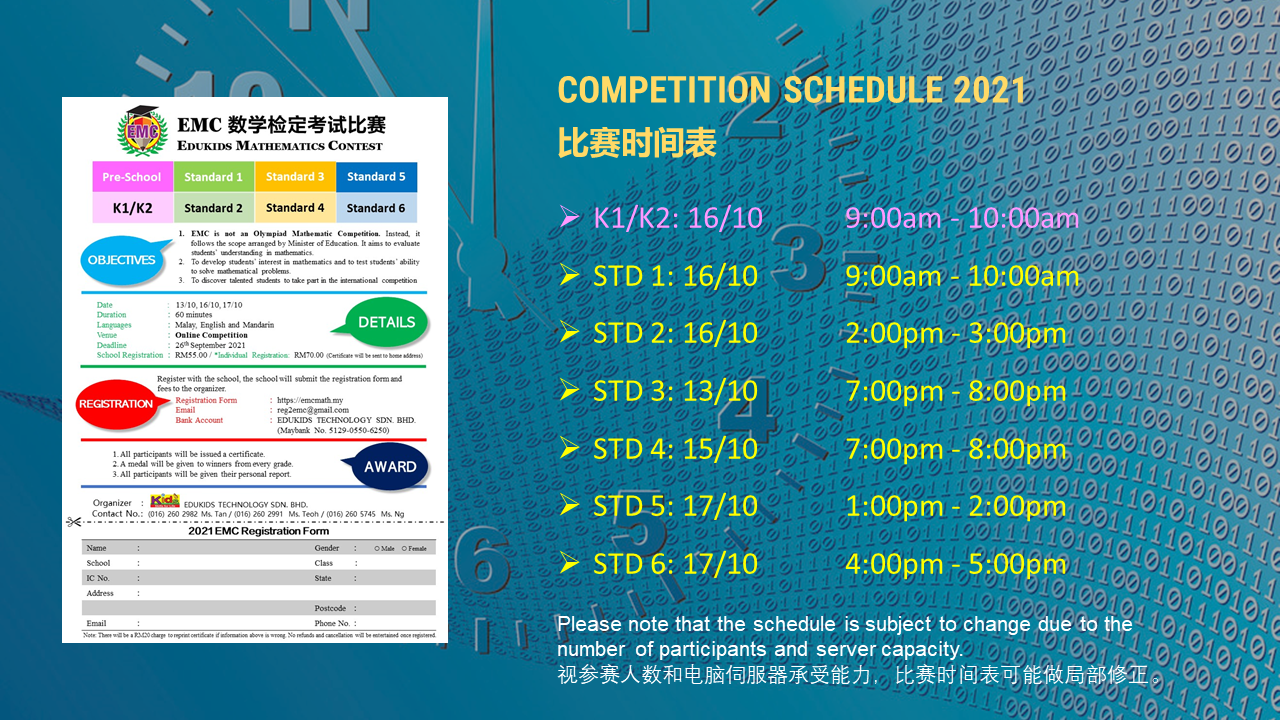 COMPETITION SCHEDULE – EMC math competition